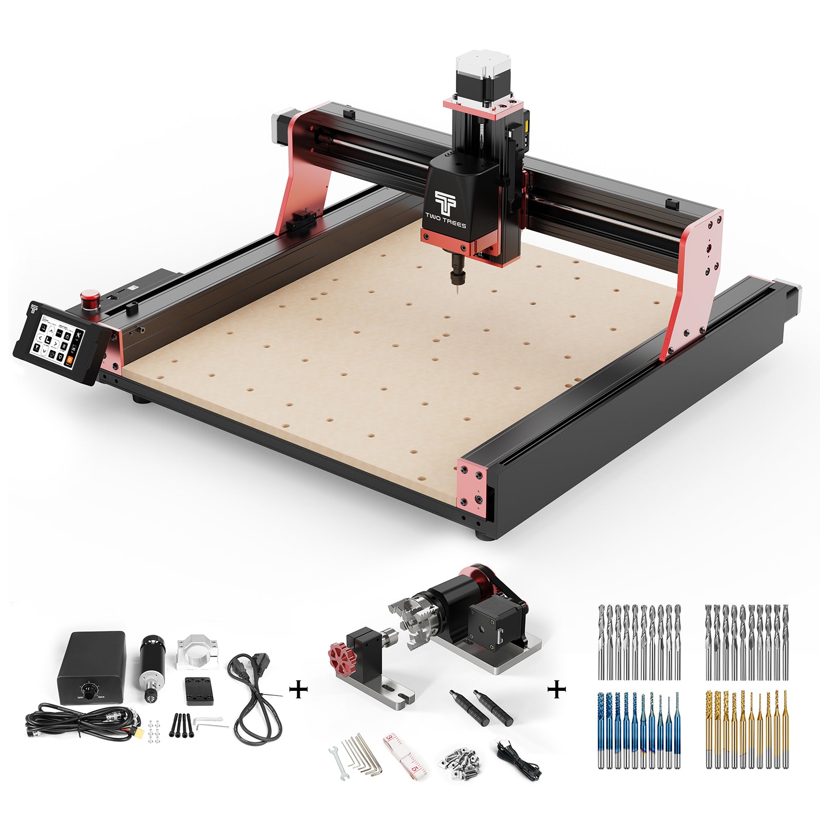 Twotrees TTC450 PRO CNC Router Machine + 500w Motor + 4th Axis CNC Rot